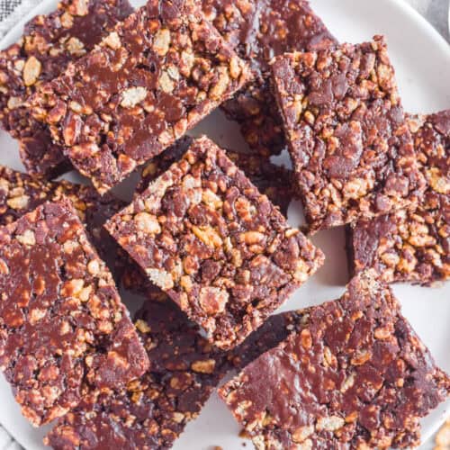 Chocolate Rice Crispy Squares (No Marshmallows) - Andi Anne