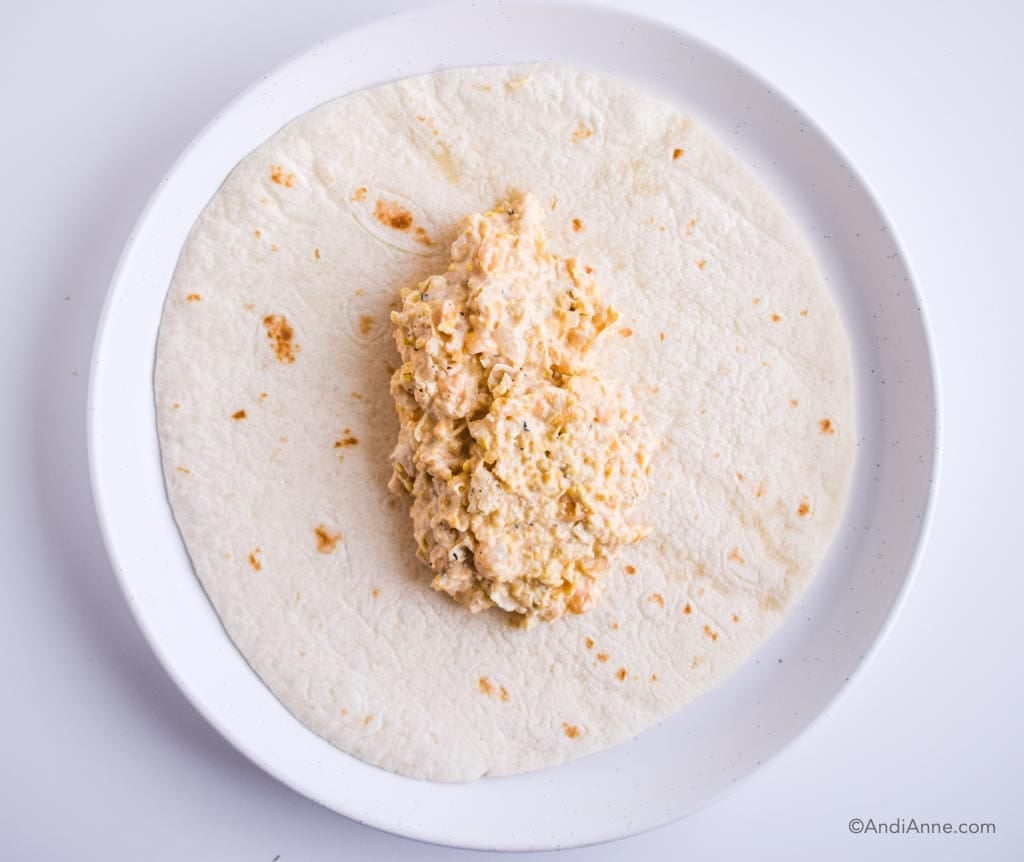 Mashed Chickpea Wrap Kids Lunch Idea For School or At Home