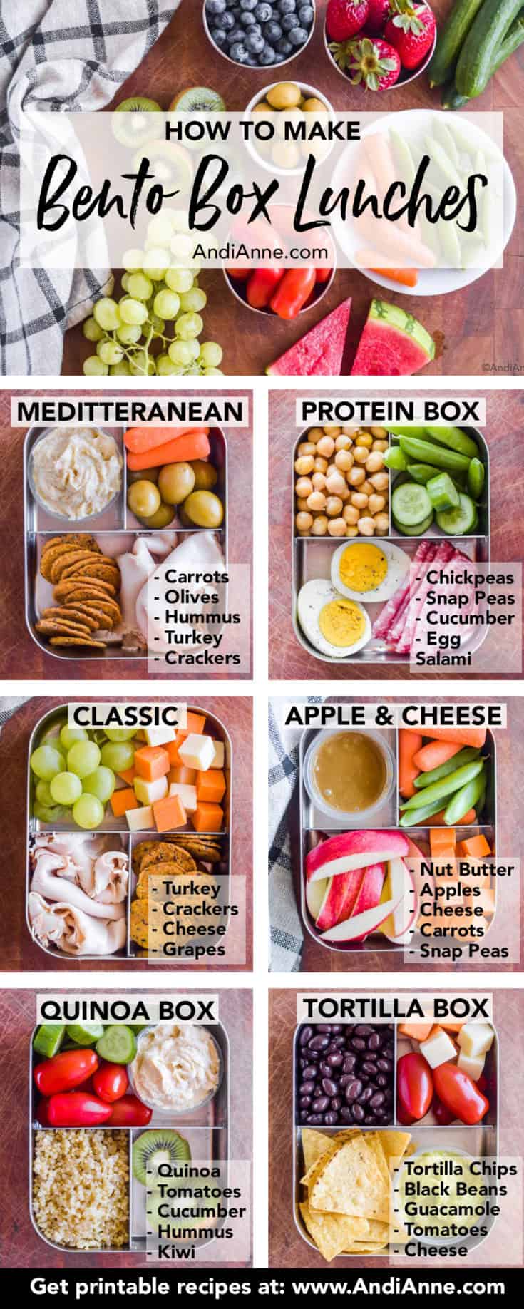 Six Easy Bento Box Lunch Ideas - Six Combos To Make For Busy Moms