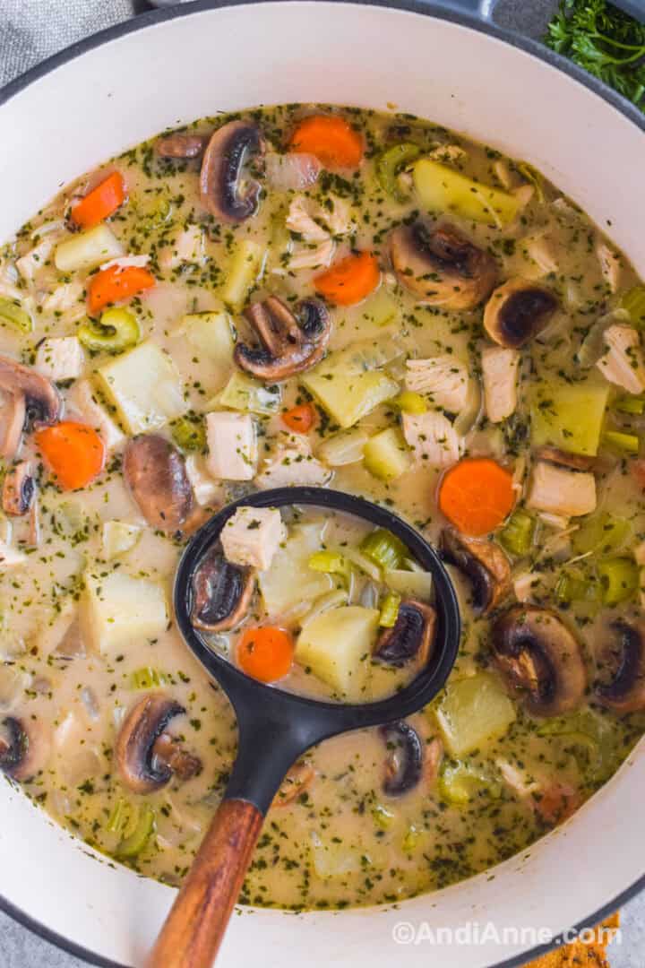 Turkey Stew: Leftover turkey, Carrots, Mushrooms, Potatoes