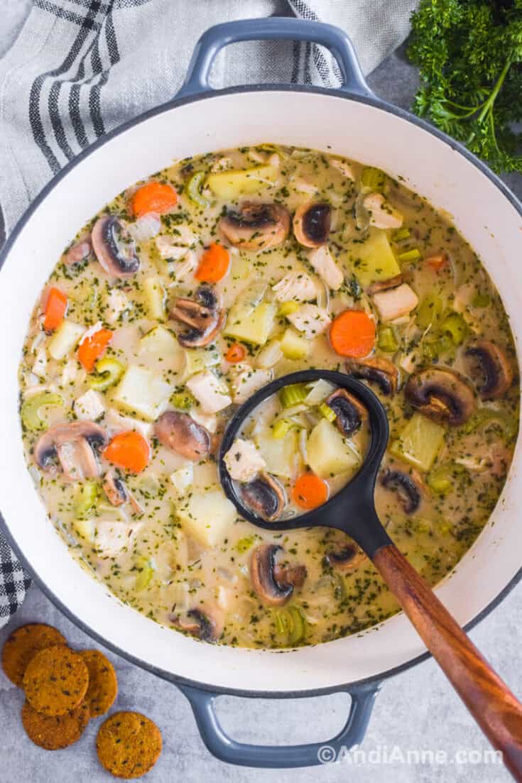 Turkey Stew: Leftover turkey, Carrots, Mushrooms, Potatoes