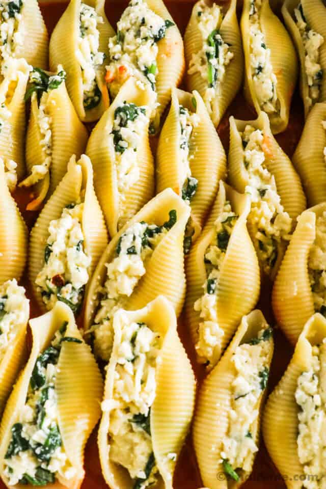 Spinach and Ricotta Stuffed Shells - Andi Anne