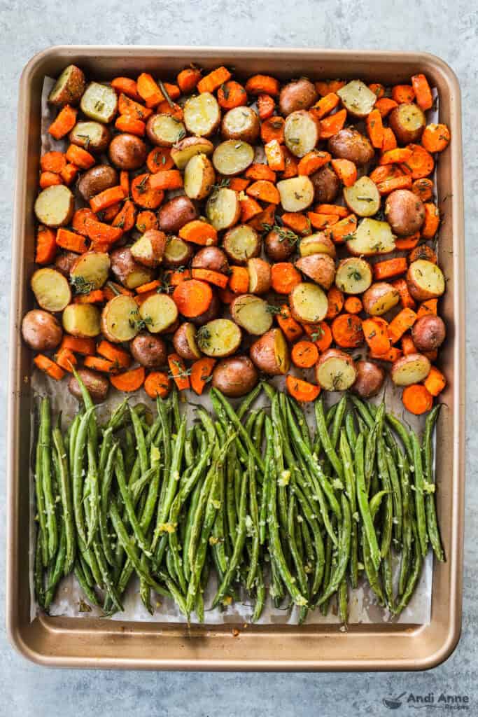 Sheet Pan Roasted Potatoes, Beans and Carrots