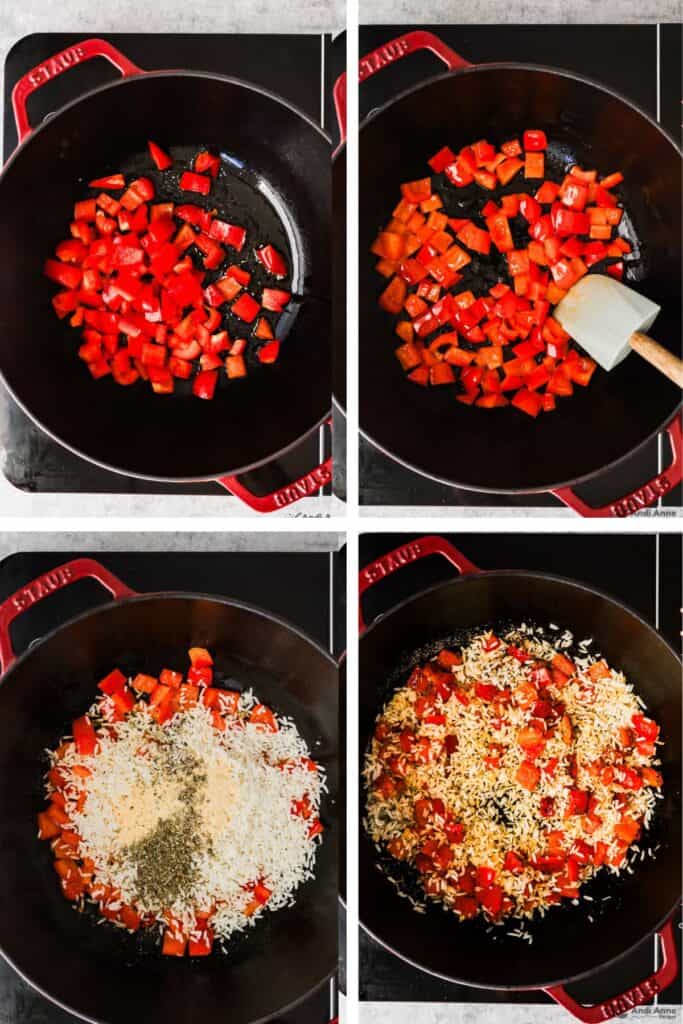 One Pot Rice, Peppers and Peas
